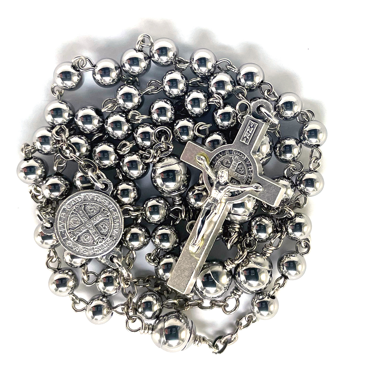 Saint Benedict Stainless Steel Bead Rosary | Our Lady of Grace Rosaries