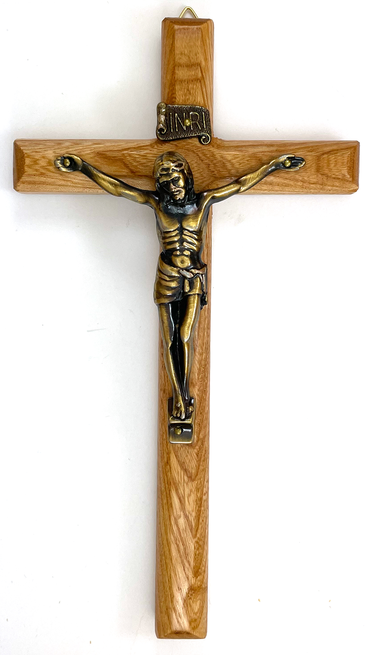 Round Cut Oak Crucifix | handmade | Our Lady of Grace Rosaries