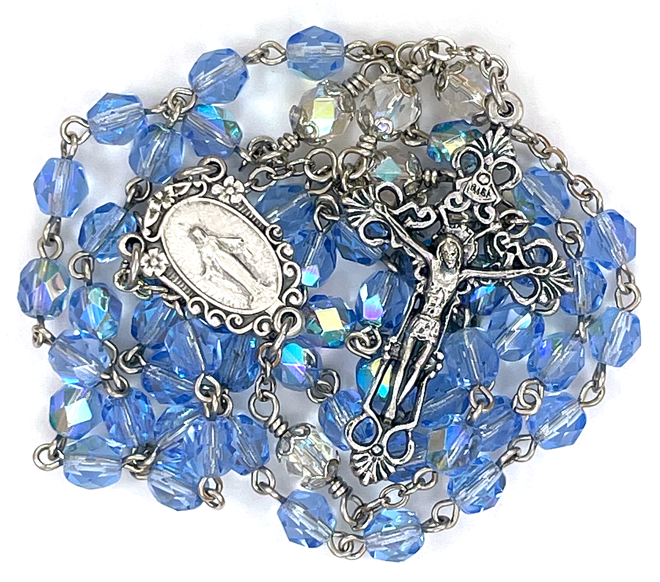 Blue Miraculous Medal Rosary | handmade | Our Lady of Grace Rosaries