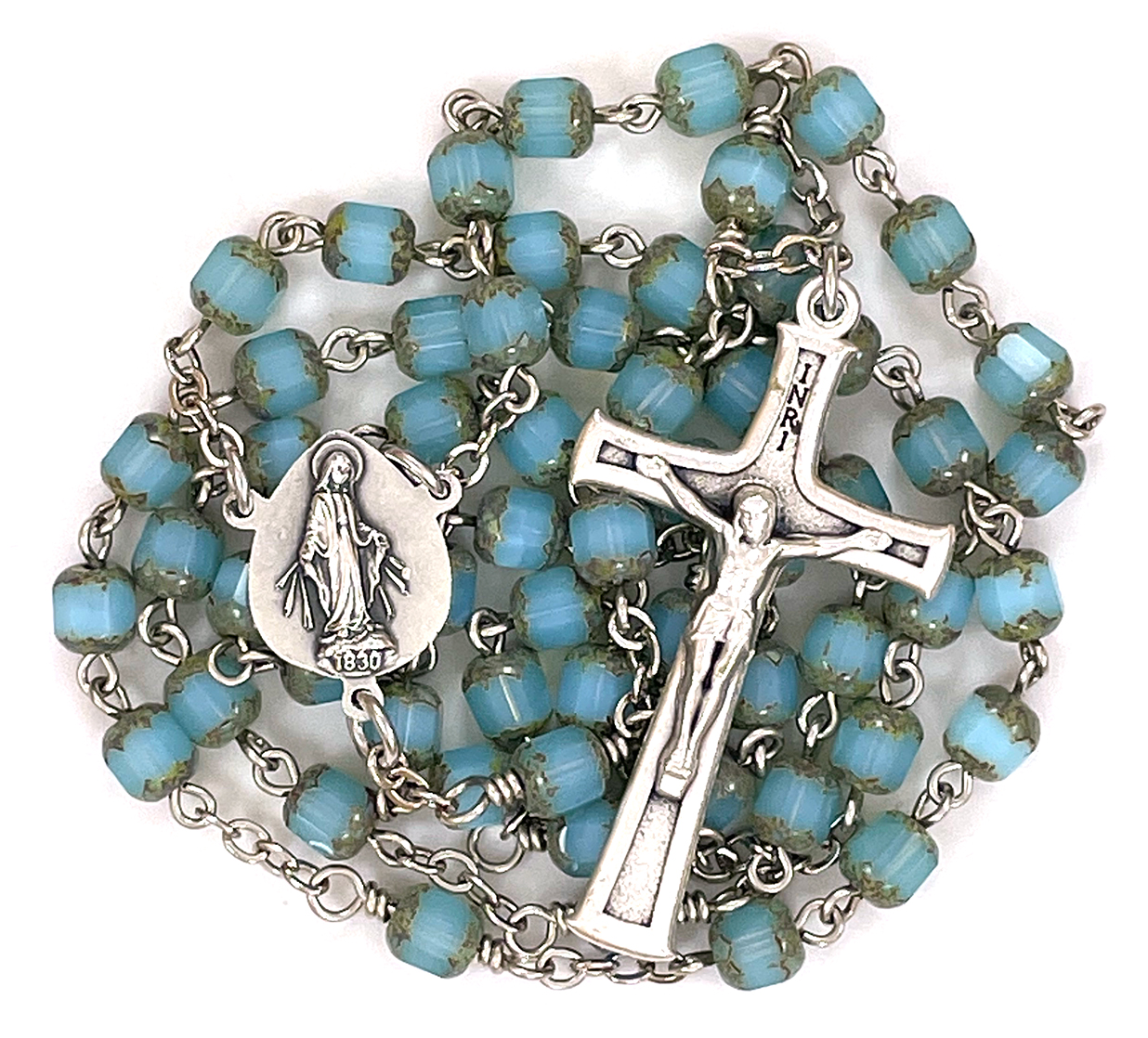 Unique Blue Rosary | Handmade | Our Lady of Grace Rosaries