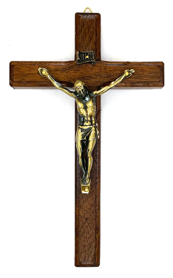 Classic Cut Walnut Crucifix | Our Lady of Grace Rosaries