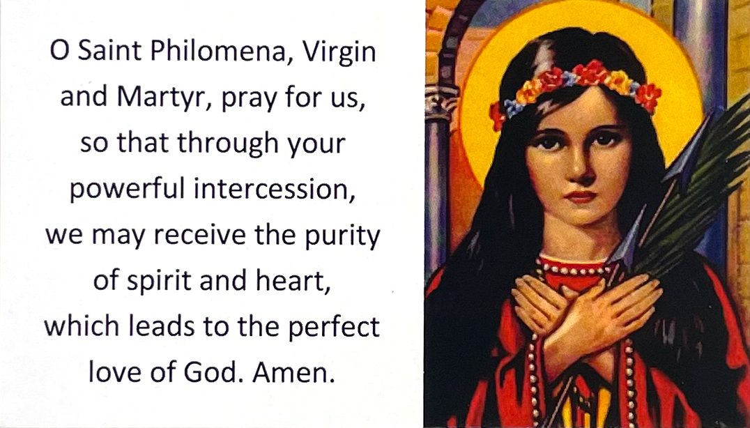 St. Philomena Prayer Card ($0.49) | OLOG Rosaries